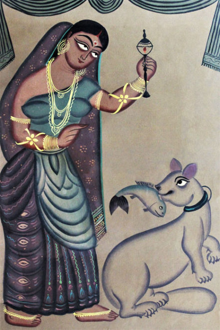 Kalighat Paintings Cat Eating Fish Online | GiTAGGED®